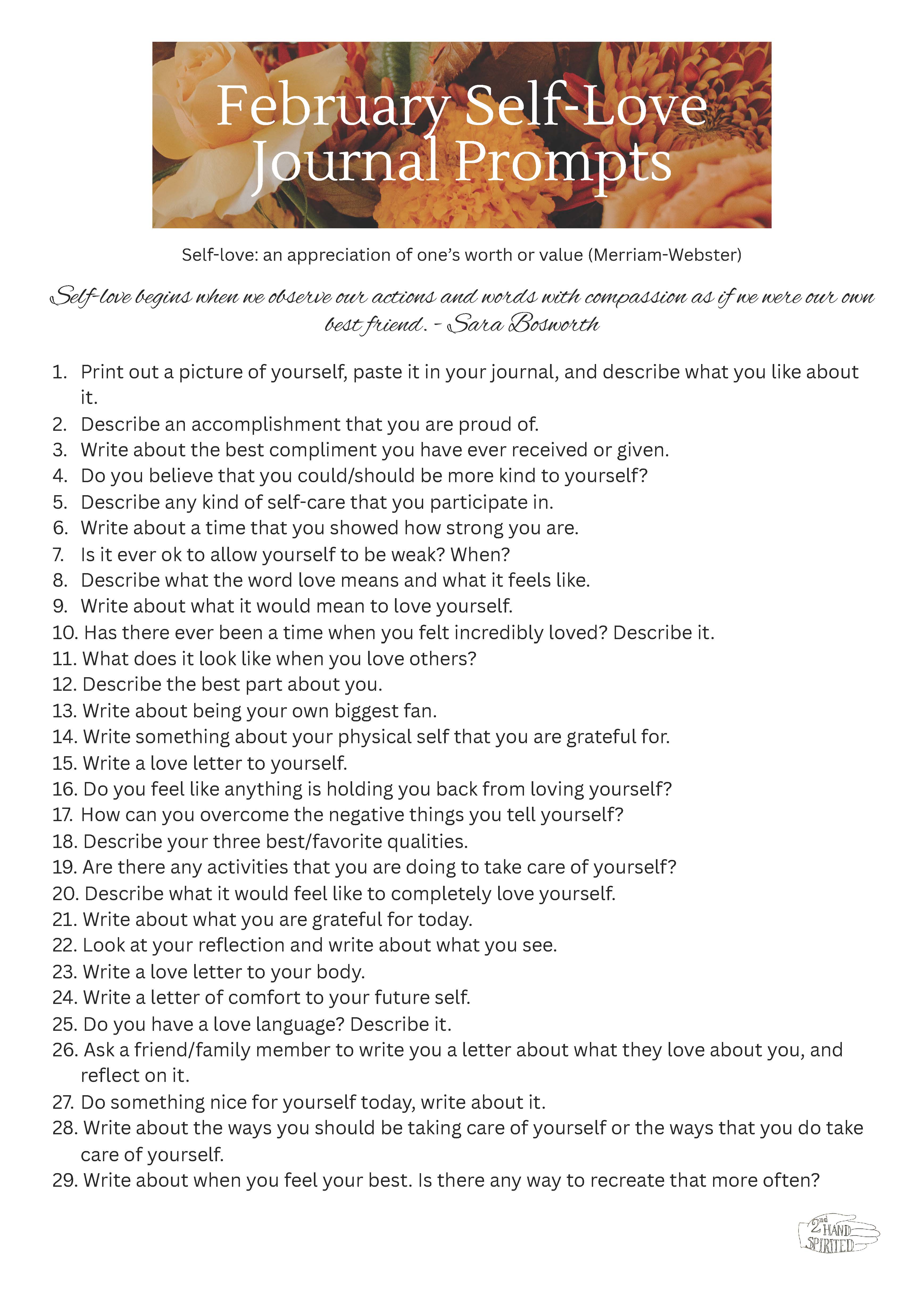 February Journaling Prompts for Self-Love – 2nd Hand Spirited