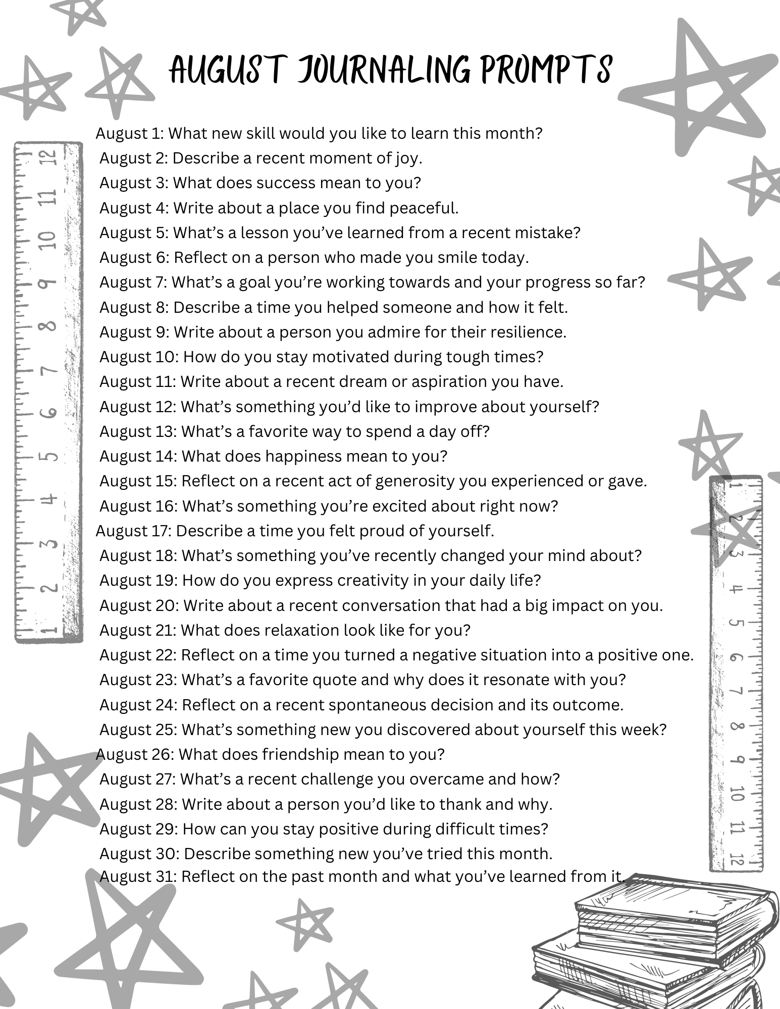 August Journaling Prompts – 2nd Hand Spirited